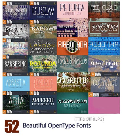 Ultimate Font Bundle 52 Beautiful OpenType Fonts | visualstorms