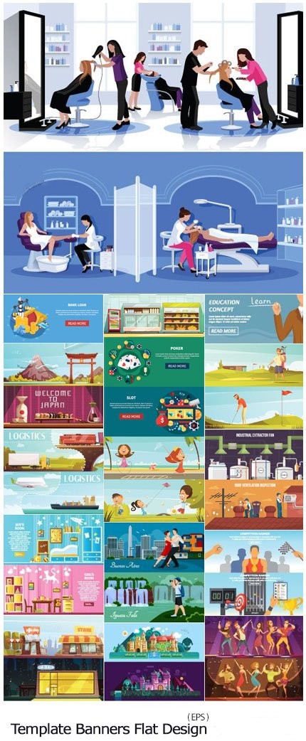 Template Horizontal Banners Flat Design Vector | visualstorms