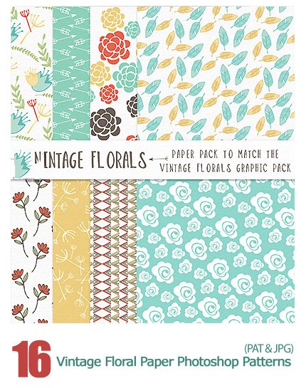 Vintage Floral Paper Photoshop Patterns | visualstorms