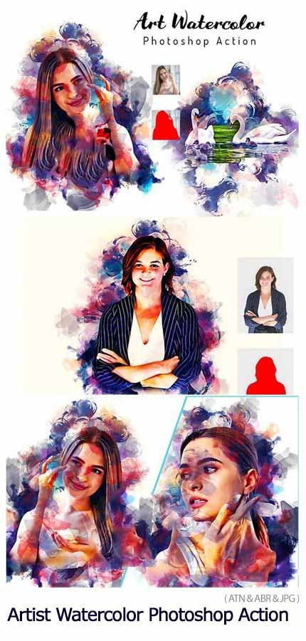CreativeMarket Watercolor Photoshop Action | visualstorms